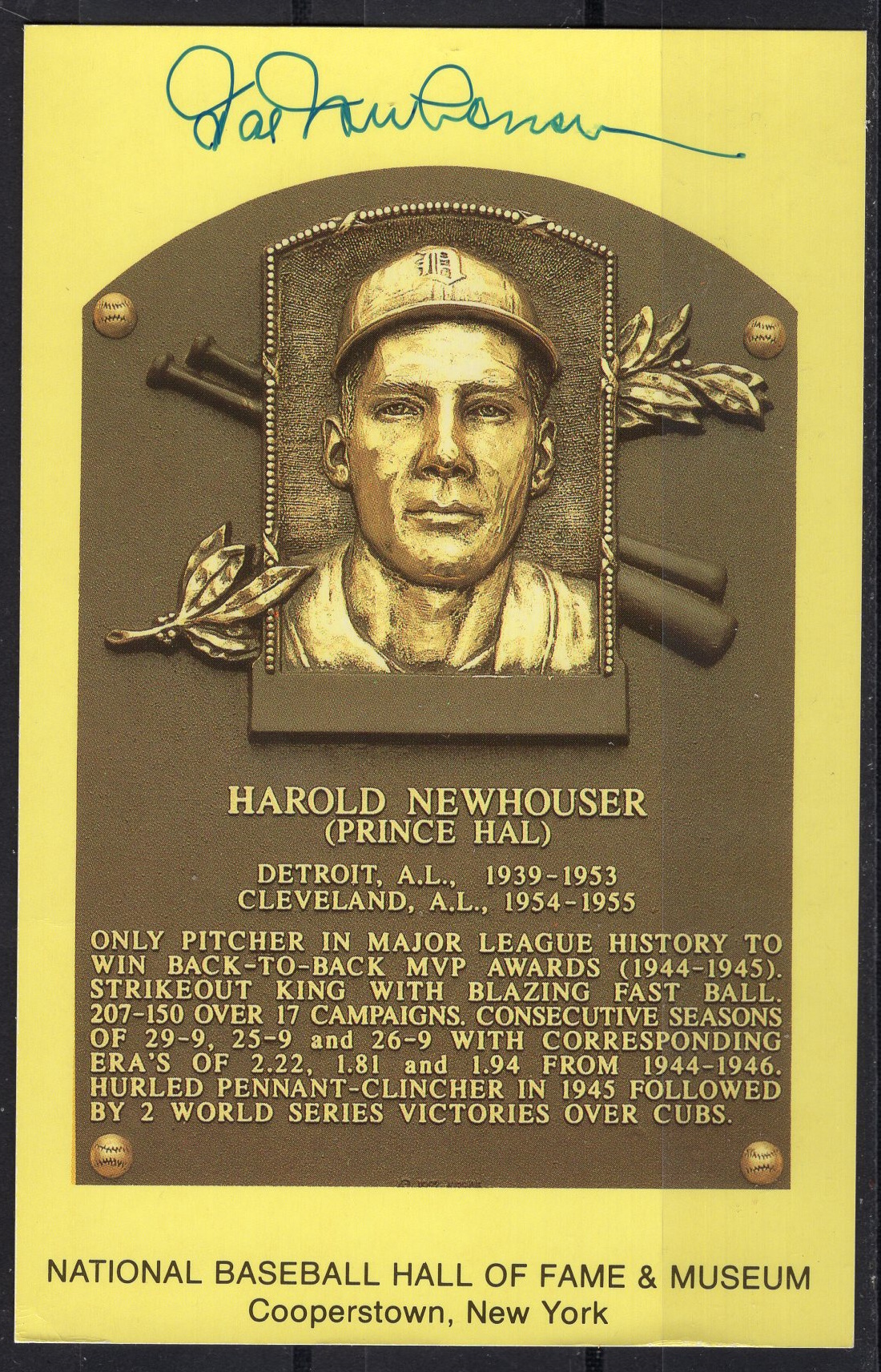 Hal Newhouser Plaque